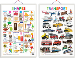 Set of 2 Shapes and Transport Early Learning Educational Charts for ...