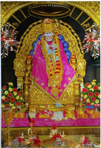 Shirdi Sai Baba Golden Zari Art Work Poster Without Frame (24 X 36 ...