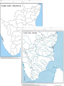 Tamil Nadu Political, Tamil Nadu Rivers Outline Maps (Each - 100 Nos ...