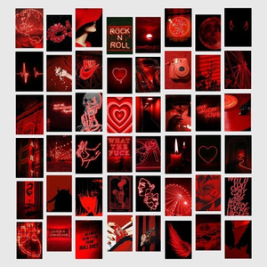Red Grunge Wall Collage Kit | 50pcs + Free Tape | 4x6in Each | Dorm ...