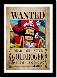 One Piece Wanted Gold Roger Poster Frame For Room & Office wall Paper ...