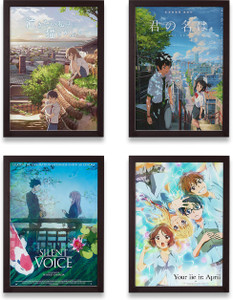 set of 4 anime movie wall posters with Frame( size_13.5x9.8 inch) Paper ...