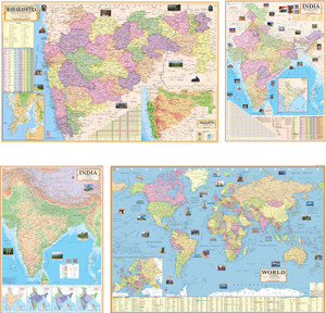 Smart Books Publishers Combo of 4 Maps: India Political Map, India ...