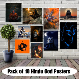 Set of 10 hindu gods wall poster for home and kitchen decoration ...