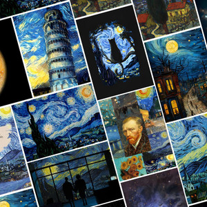 Starry Night Wall Collage Kit Posters (Pack of 14) - 6 x 8 Inches ...