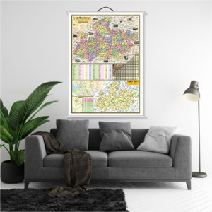 Madhya Pradesh State Map. (Combo Pack of 2) (Laminated, Rollup) in ...