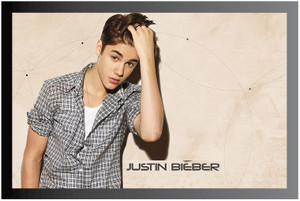 Justin Bieber Music Frame Poster For Room Synthetic Wood Gloss ...
