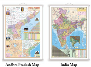 Andhra Pradesh & India Map. (Combo Pack of 2) (Laminated, Rollup) in ...
