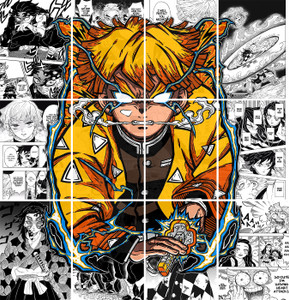 Set of 12 zenitsu wall collage kit for room 300 GSM hard poster demon ...