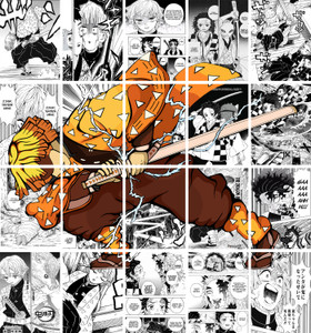 Zenitsu Manga Collage Kit: Unleash Thunderous Artistry with 20 Posters ...