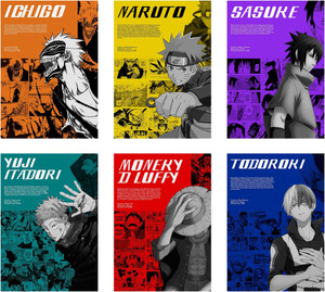 Pack of 6 - Mix Anime Naruto One Piece Art Wall Posters 8x12 inch (A4 ...