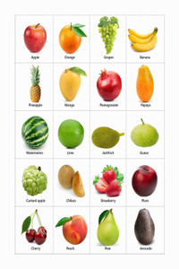 Fruits Name Chart Poster with Gloss Lamination Paper Print - Children ...