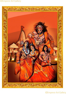 Lord SHRI RAM AYODHYA MANDIR in an Hardboard Laminated Digital Re-Print ...