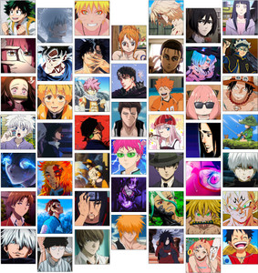 Paper9store Pack of 48 Anime Icon Posters 4 by 4 inch Anime Room Decor ...