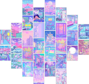 Paper9store Pack of 30 Pastel Anime Poster Set |Aesthetic Room Decor ...