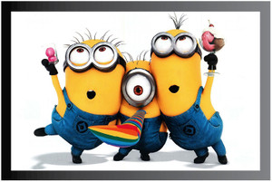 Minions Movie Frame Poster For Room Synthetic Wood Gloss Lamination F41 ...