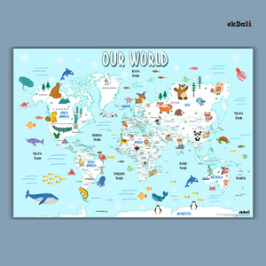 24 x 33 Inch World Map – Fun and Educational Geography Poster for Kids ...