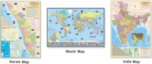 (Pack of 3) KERAL MAP, INDIA MAP and WORLD MAP. All Three Map Size ...