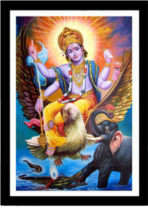 Lord Vishnu Framed Poster For Room & Office,Hindu god wall Poster ...