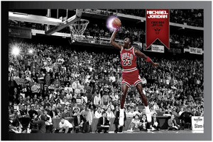 Michael Jordan Frame Poster For Room Synthetic Wood Gloss Lamination ...