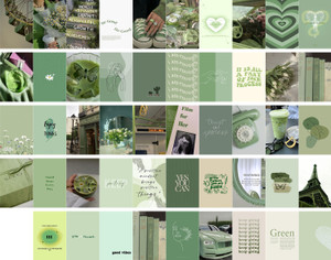 Green Aesthetic Wall Collage Kit for Room Decor | Set of 50 Aesthetic ...