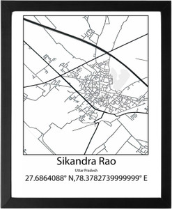 Sikandra Rao,Uttar Pradesh,India UNFRAMED Minimalist Map Line Art Print ...