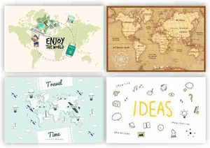 Pack of 5 HD Maps Wall Poster 12x18 Inch I 300 GSM I Unframed Poster ...