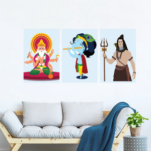 Lord Shiva Lord Vishnu Lord Brahma Wall Poster (Set of 3 Frameless ...