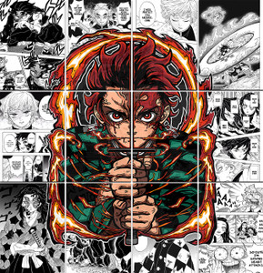 Set of 12 tanjiro wall collage kit for room 300 GSM hard poster demon ...