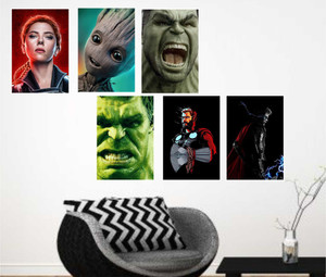 Black Widow, Hulk & Groot Avengers Character Wall Posters Set of 6 PCS ...
