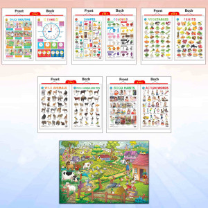 GIANT AT THE FARM COLOURING POSTER, 2 IN 1 DAILY ROUTINE AND TIME, 2 IN ...
