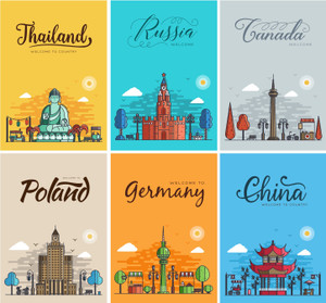 Vintage City Posters, (Pack of 6), Super Self Adhesive, Perfect for ...