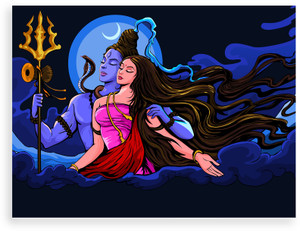 Hindu Goddess Maa Parvati And Lord Shiva Photo Poster With Uv Textured ...