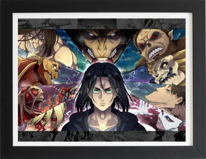 Eren Yeager x Nine Titans | Attack on titan Framed Poster | Anime ...