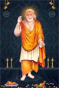 Sai Baba Poster Big Size Sparkle Coated Self Adhesive Fine Art Print ...