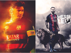 Lionel Messi Art Poster for Room & Office (Pack Of 2) Photographic ...
