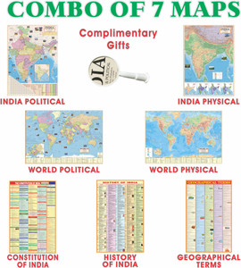 India & World Map (Both Political & Physical) with Constitution of ...