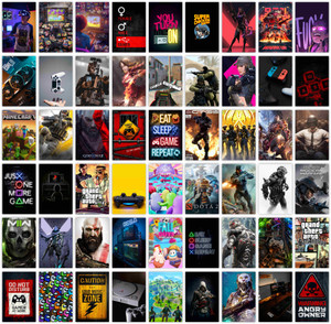 Pack of 54 Gaming Posters Collage Kit For Wall Fine Art Print - Minimal ...