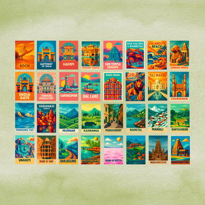 32 Tourist Places Posters Set | Travel Learning Kit Paper Print ...