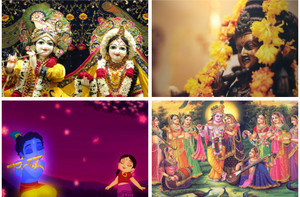 Poster 4 Combo Bal Krishna, Lord Krishna Poster | Radha-Krishna,Laddu ...