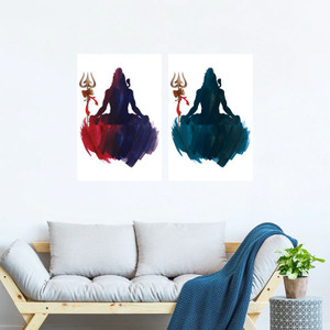 Lord Shiva Wall Poster (Set of 2 Frameless Panel Posters) (WxH 24"x18 ...