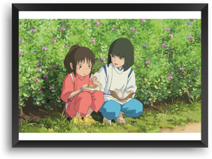 ANIME POSTER FRAME Spirited Away Studio Ghibli- Black Poster For Home ...