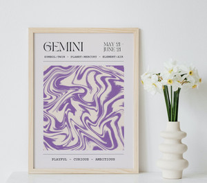 Gemini Zodiac Poster Astrology Star Sign Poster A3 for Room Decor 300 ...