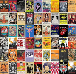 Rock Band Posters for Room Aesthetic 90s, Vintage Rock Wall Collage Kit ...