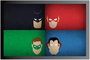 Justice League Superhero Frame Poster For Room Synthetic Wood Gloss ...