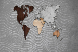 3d rendering World map of wooden texture 3D Poster - Maps posters in ...