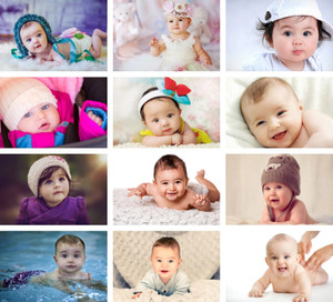 Set of 12 Cute Baby Combo Posters Photographic Paper (12 inch X 18 inch ...