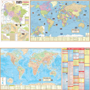 Smart Books Publishers Combo of 4 Maps: World Political Map, World ...