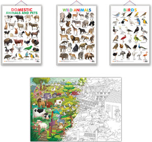 GIANT AT THE FARM COLOURING POSTER, Domestic Animals and Pets, Wild ...