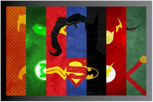 Justice League Superhero Frame Poster For Room Synthetic Wood Gloss ...